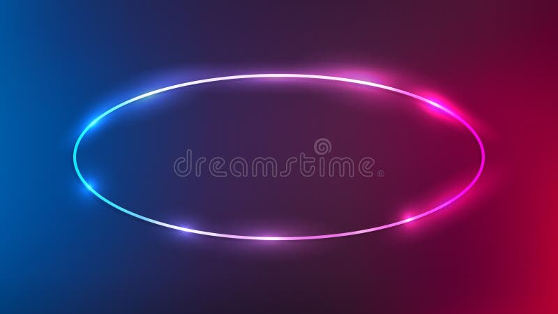 Neon Oval Frame with Shining Effects Stock Vector - Illustration of ...