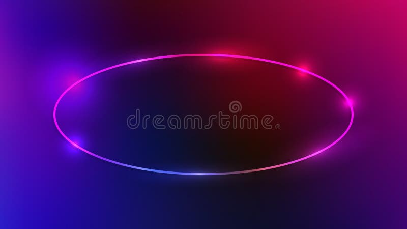 Neon Oval Frame with Shining Effects Stock Illustration - Illustration ...