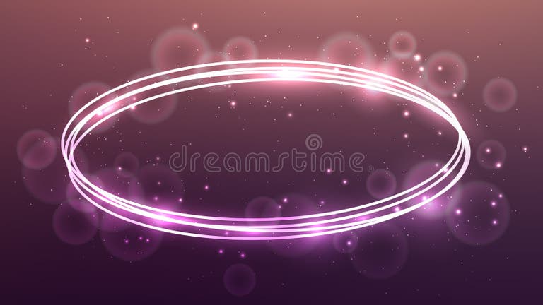 Neon Oval Frame with Shining Effects and Sparkles Stock Illustration ...