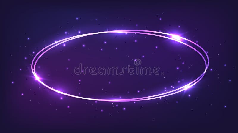 Neon Oval Frame with Shining Effects Stock Illustration - Illustration ...