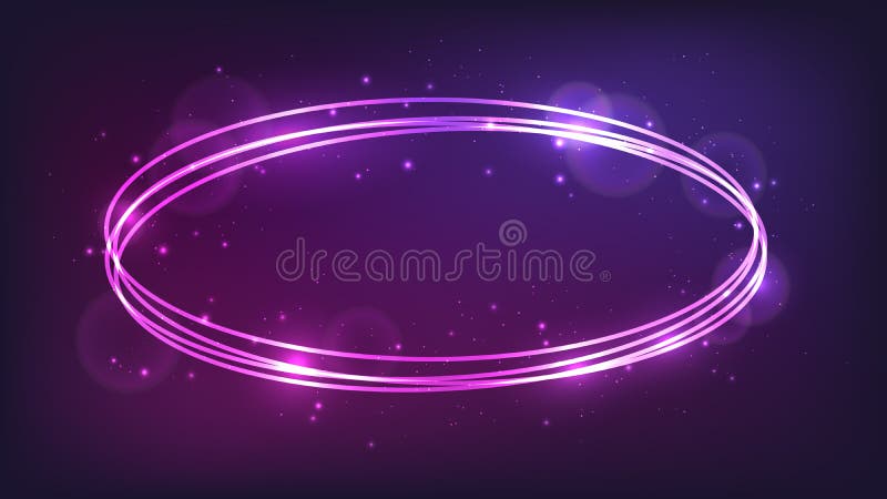 Neon Oval Frame with Shining Effects Stock Vector - Illustration of ...