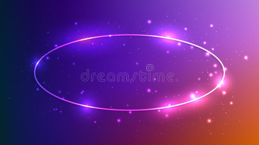 Neon Oval Frame with Shining Effects with Shining Effects and Sparkles ...