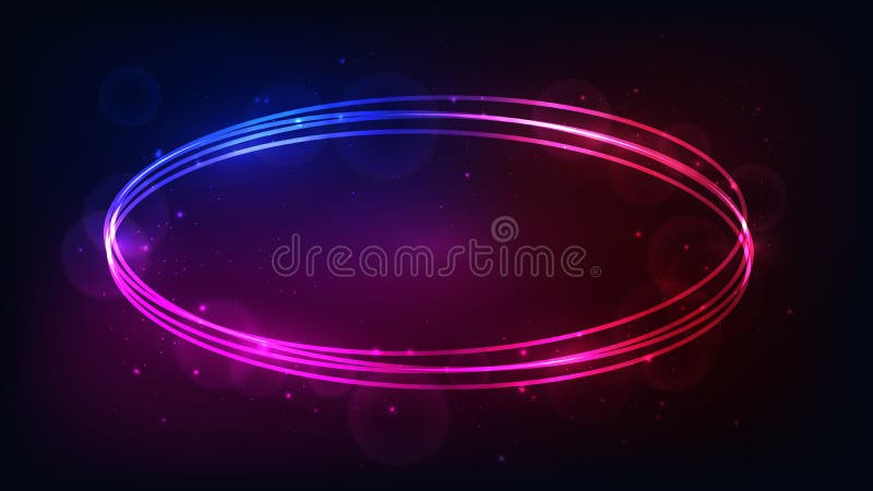 Neon Oval Frame with Shining Effects and Sparkles Stock Vector ...