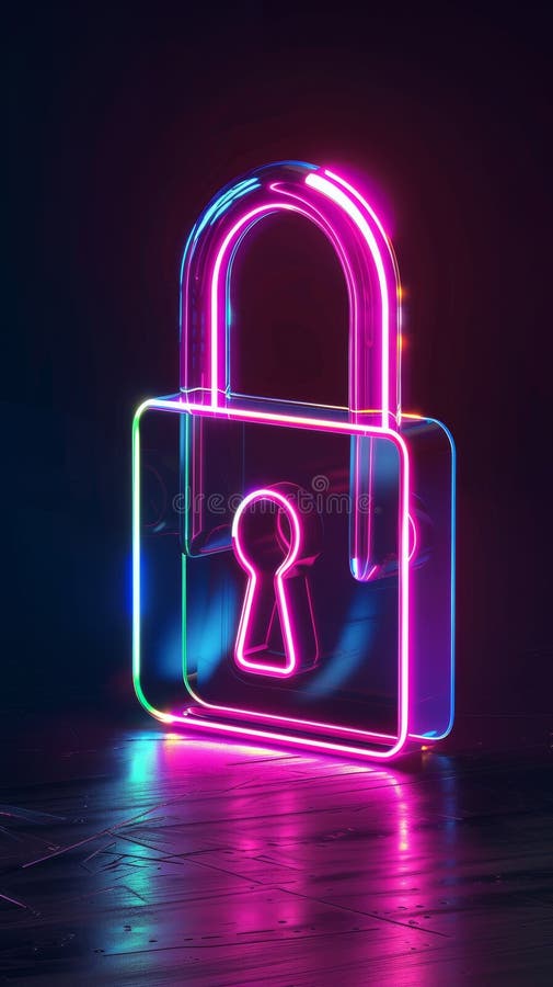 Neon Padlock Glowing in the Dark, Futuristic Security Concept Stock ... Neon Padlock Glowing in the Dark, Futuristic Security Concept Stock ...