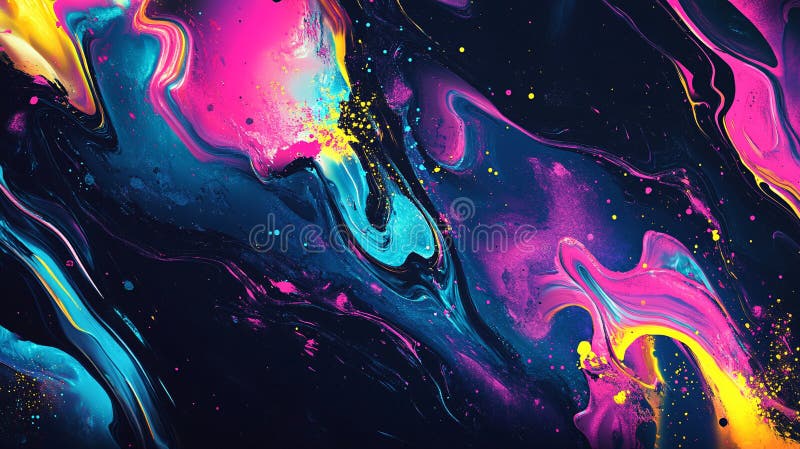With Neon Paint Splashes and Dark Contrasts, this Abstract Background ...