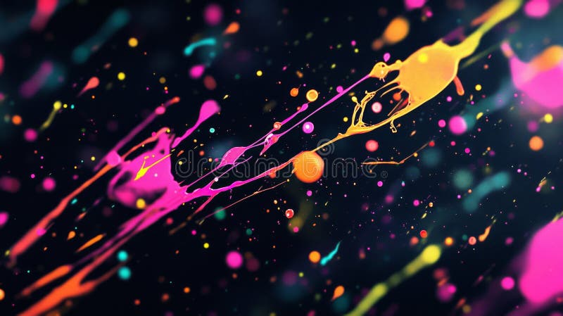 Neon Paint Splatter Across Dark Background Stock Illustration ...