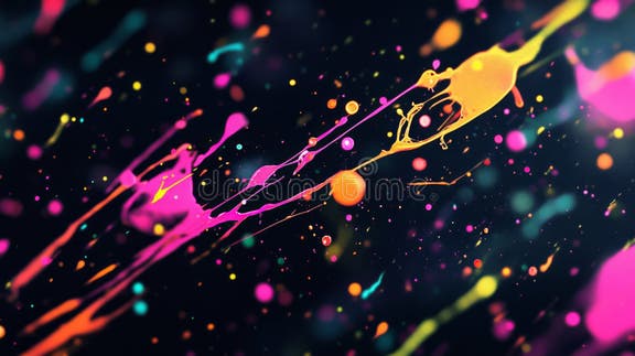 Neon Paint Splatter Across Dark Background Stock Illustration ...