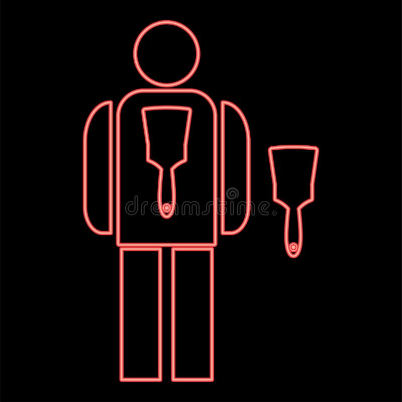 Neon Painting Master Red Color Vector Illustration Flat Style Image ...