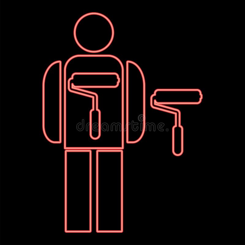 Neon Painting Master Red Color Vector Illustration Flat Style Image ...