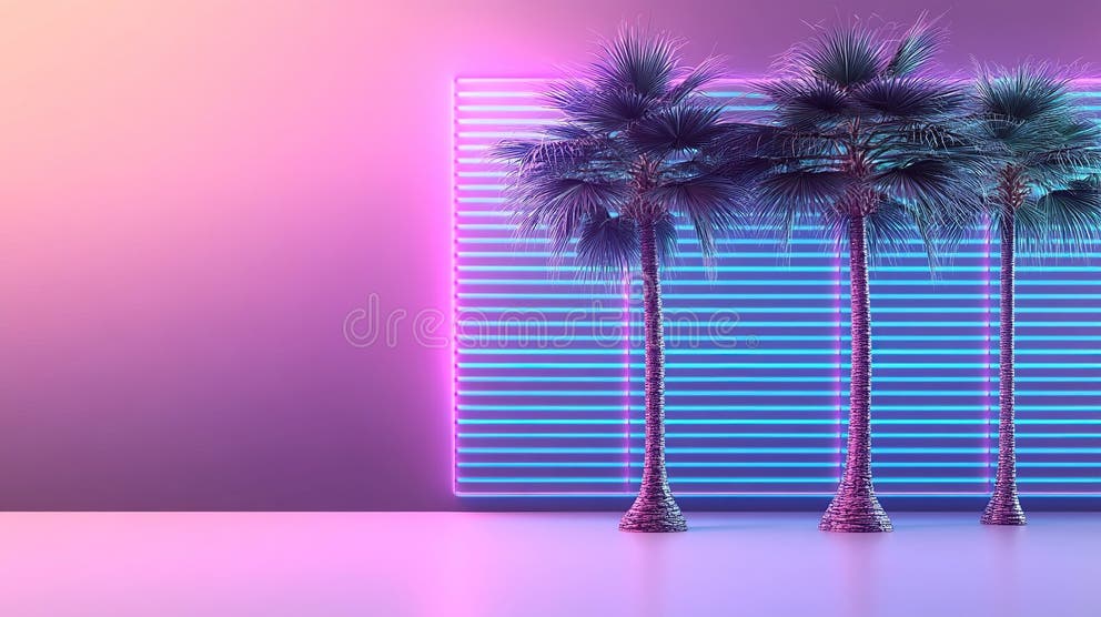 Neon Palm Trees Studio Background Stock Photo - Image of tropical ...