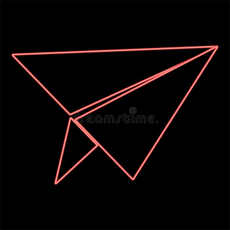 Neon Paper Airplane Red Color Vector Illustration Flat Style Image ...