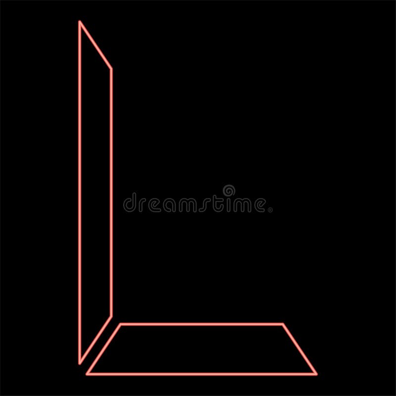 Neon Part Border for Picture Corner Frame Red Color Vector Illustration ...