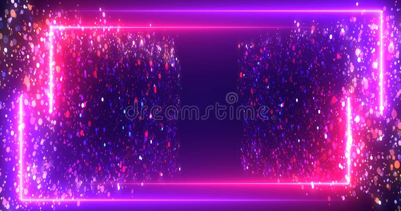 Neon Particles with Rectangle Outline Moving Cool Magical Advertisement ...