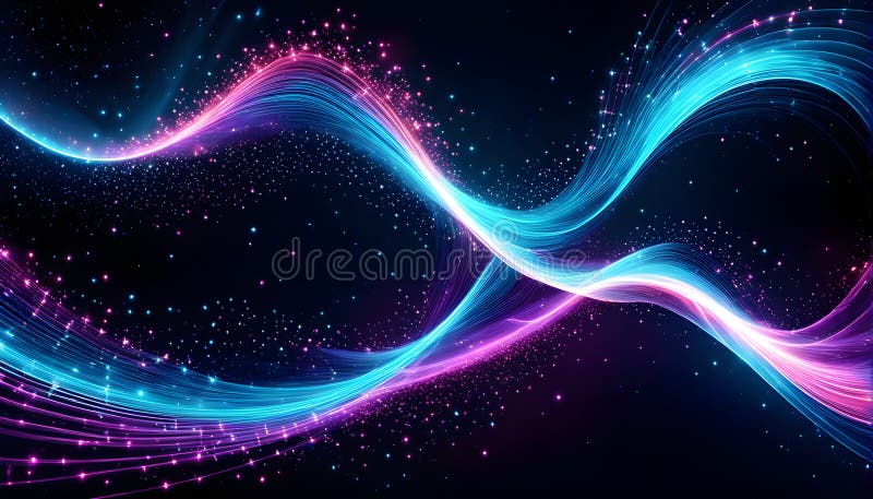 Neon Particles Waves. Abstract Particle Background Stock Image - Image ...