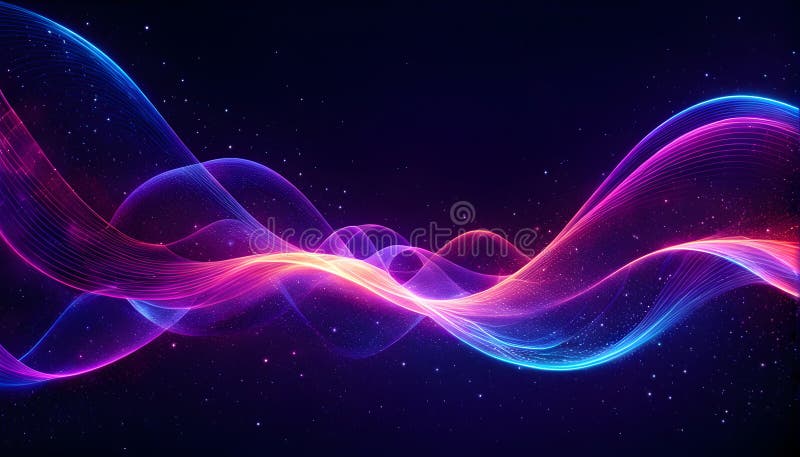 Neon Particles Waves. Abstract Particle Background Stock Photo - Image ...
