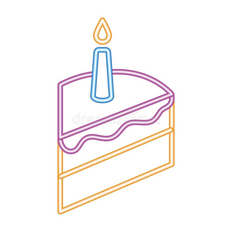 Neon Party Birthday Cake Sweet Stock Vector - Illustration of neon ...