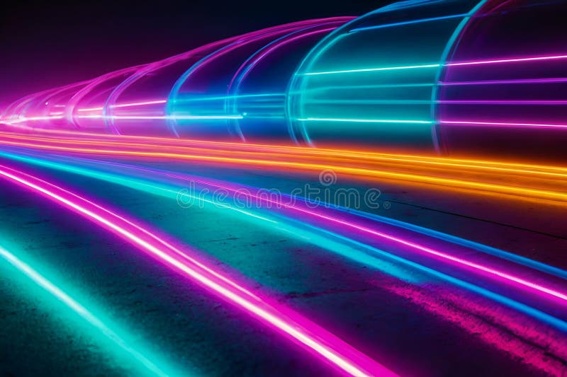 Neon Pastel Colored Lights and Speed Glow Lights Stock Illustration ...