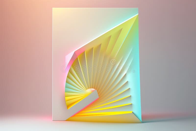 Neon Pastel Spirangle on White Background with Copyspace, Created with ...