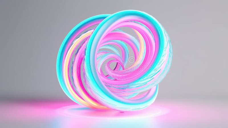 Neon Pastel Spirangle on White Background with Copyspace. Generative Ai ...