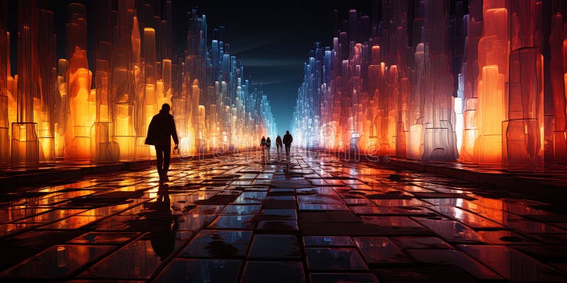 The Neon Path, Immersed in Incredible Light, As If Illuminating the ...