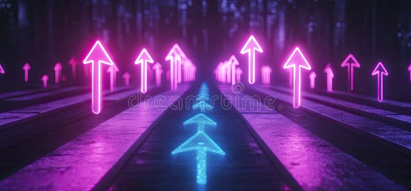 Neon Arrows Path To Success Stock Illustration - Illustration of abstract, upward: 384673488