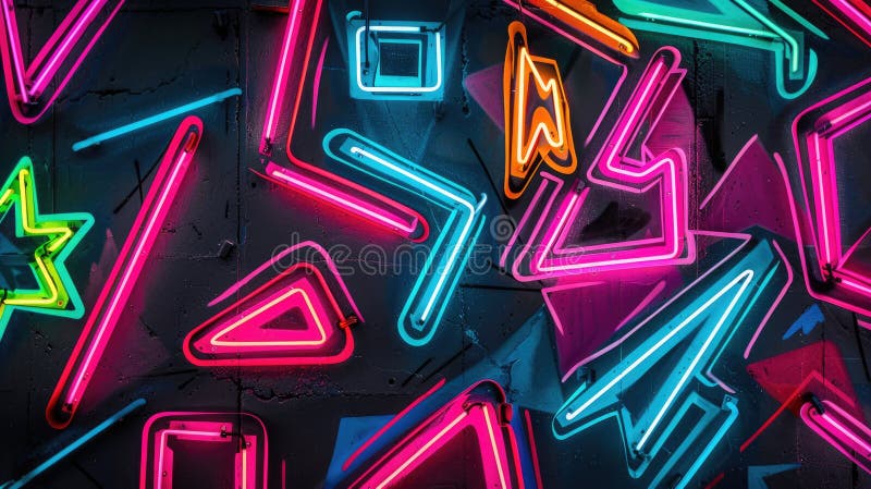 Neon Pattern Background with Vibrant Shapes, Great for Modern Designs ...