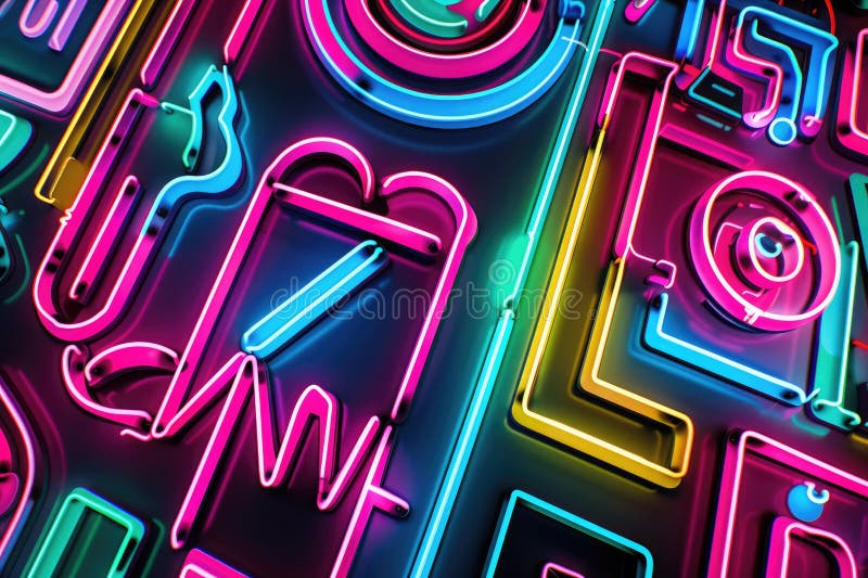 Neon Pattern Background with Vibrant Shapes, Great for Modern Designs ...