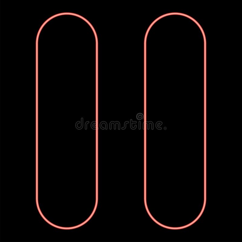 Neon Pause Icon Black Color in Circle Red Color Vector Illustration ... Neon Pause Icon Black Color in Circle Red Color Vector Illustration ...