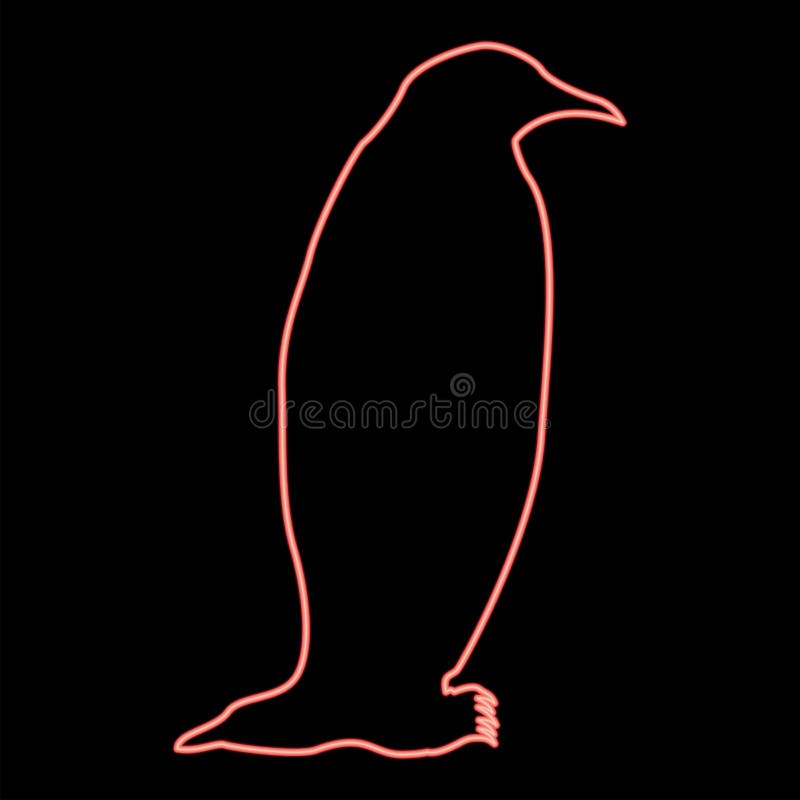 Neon Penguin Red Color Vector Illustration Image Flat Style Stock ...