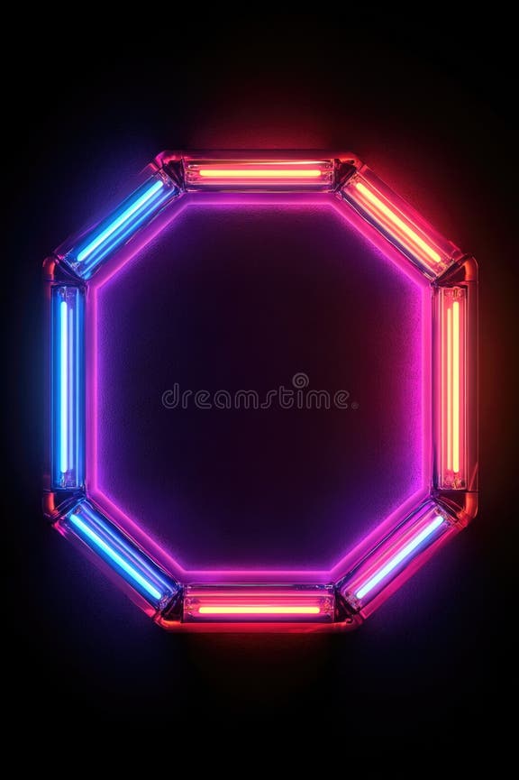 Neon Pentagon Frame stock photo. Image of visual, geometric - 379919044