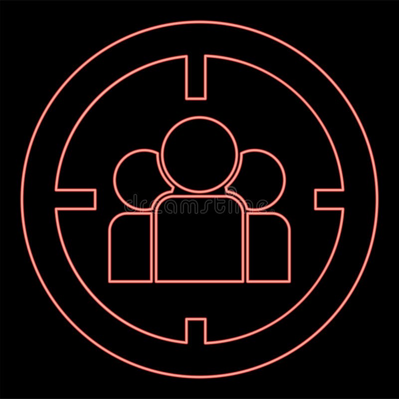 Neon People in Target or Target Audience Red Color Vector Illustration ...
