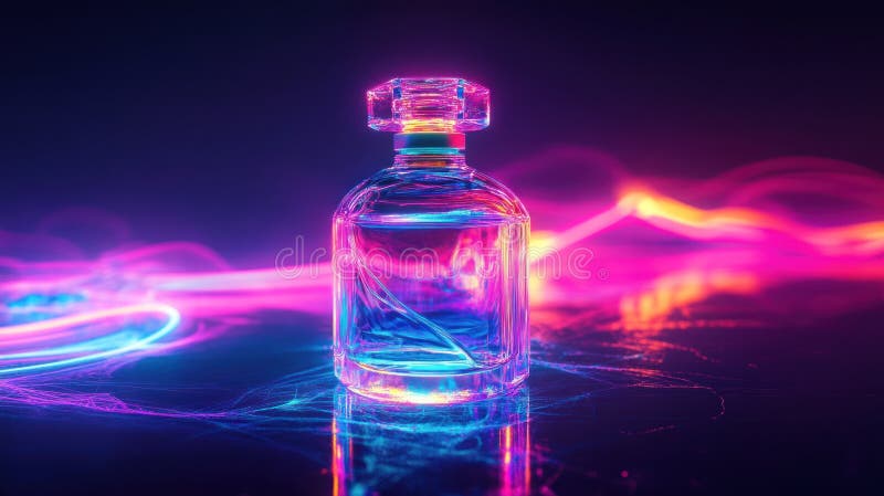 Neon Perfume Bottle stock illustration. Illustration of digital - 380710959