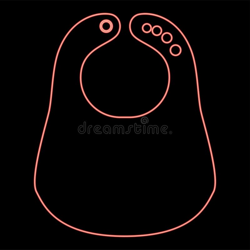 Neon Personalized Bib Red Color Vector Illustration Image Flat Style ...