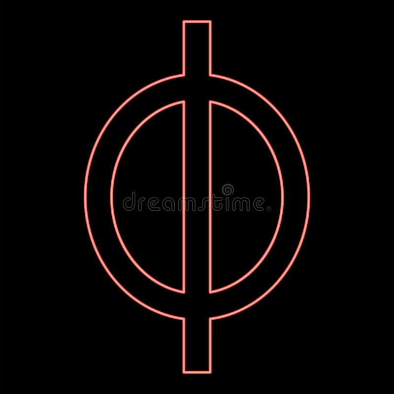 Neon Phi Greek Symbol Small Letter Lowercase Font Red Color Vector ...
