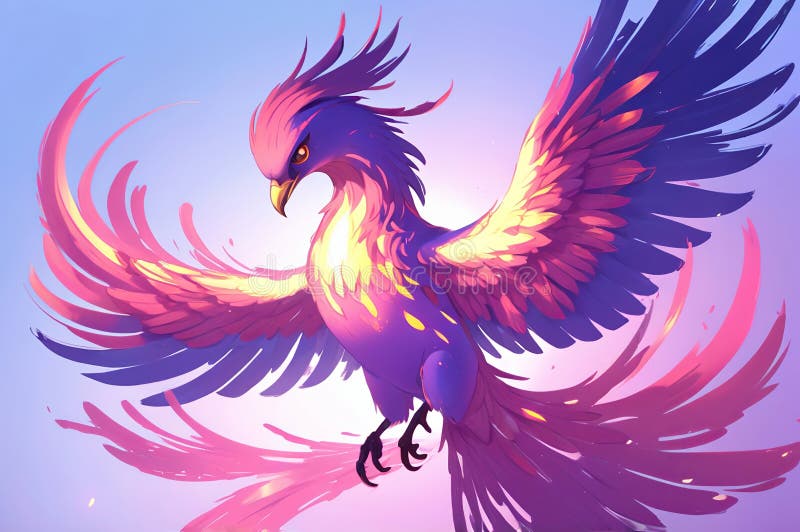 Neon Phoenix Ink Brushstroke Painting Illustration Stock Illustration ...