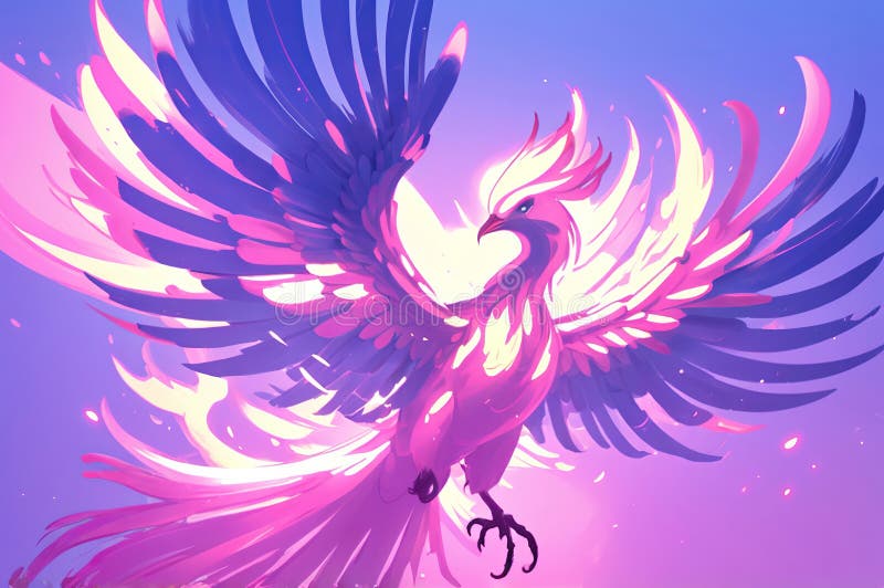 Neon Phoenix Ink Brushstroke Painting Illustration Stock Illustration ...