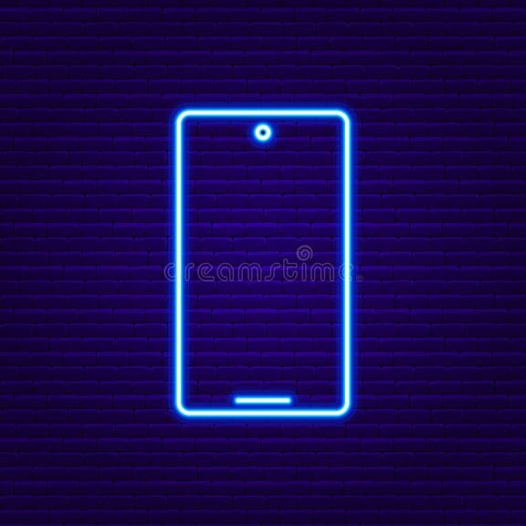 Neon Phone Sign stock vector. Illustration of screen - 211019472