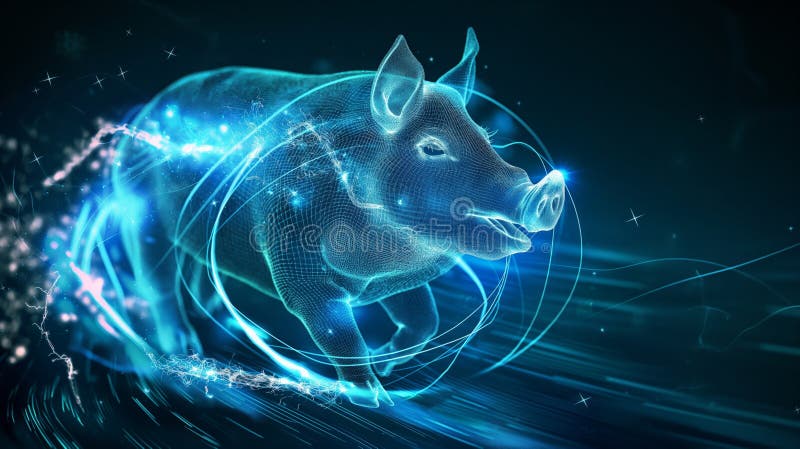 Neon Pig in a Digital Realm Stock Image - Image of luminous, cyberspace ...
