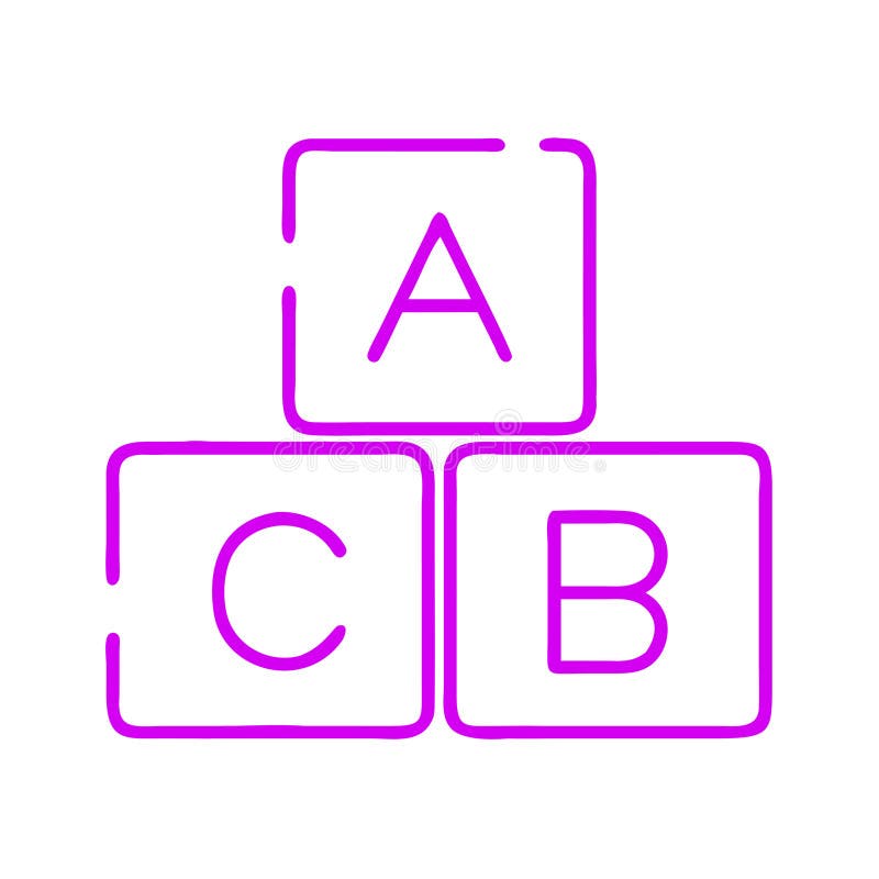 Neon Pink ABC Blocks Vector Illustration for Educational Design and ...
