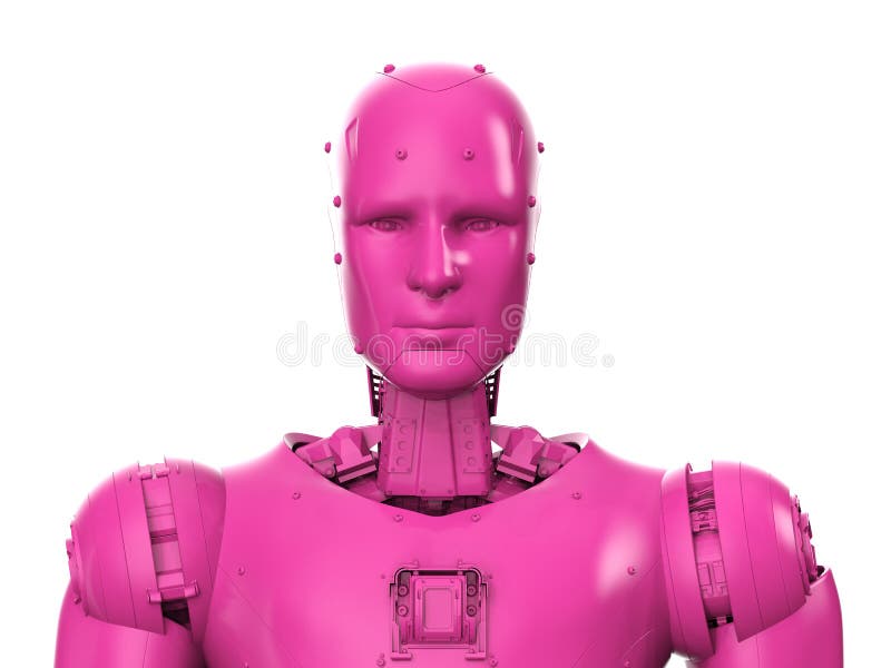 Neon Pink Ai Robot Isolated Stock Illustration - Illustration of ...