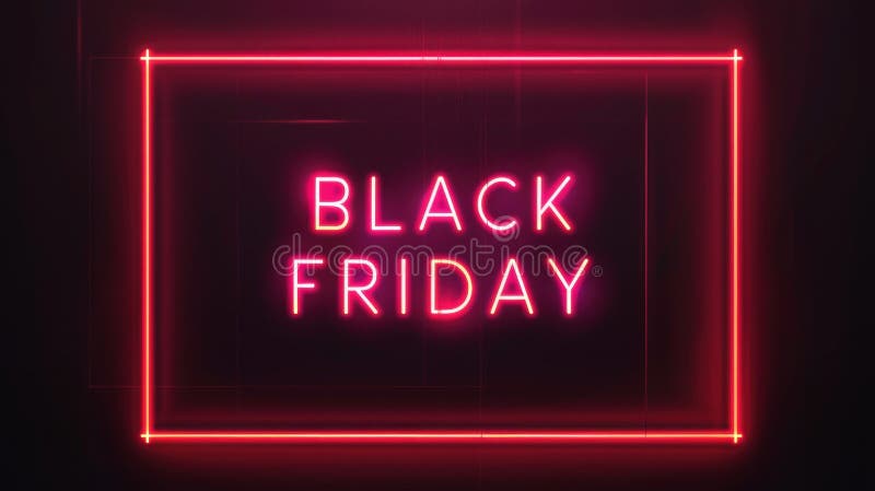 Neon Pink Black Friday Sale Sign with Glowing Rectangular Frame Stock ...