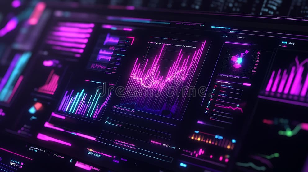 Neon Pink and Blue Data Visualization Graphics Display Stock ...