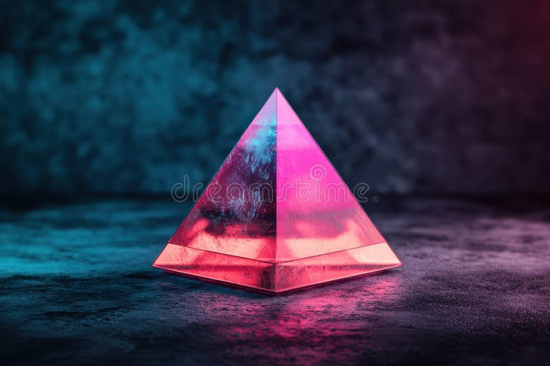 Neon Pink Blue Glass Pyramid Abstract Geometric Shape 3D Render Stock ...