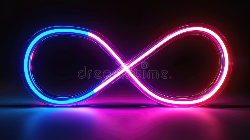 Neon Pink and Blue Infinity Symbol on Black Background. AI Generated ...
