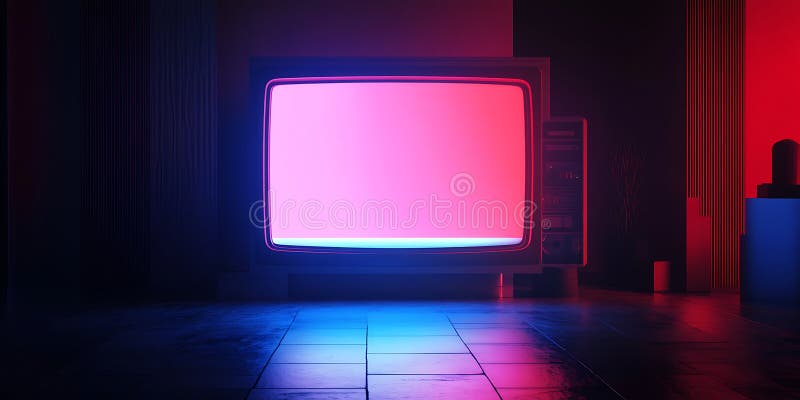 Neon Pink and Blue Light Screen Background: Abstract Digital Art Stock ...