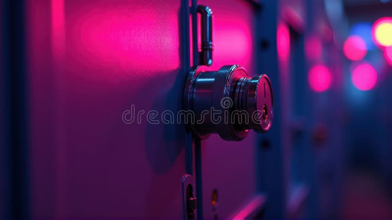 Neon Pink and Blue Locker Lock Closeup Stock Illustration ...