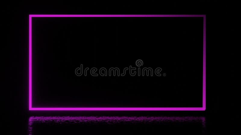 Neon Pink and Blue Rectangular Frame with Shining Effects on Black ...