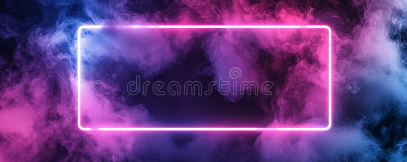 Neon Pink and Blue Smoke with Glowing Rectangle Stock Photo - Image of ...
