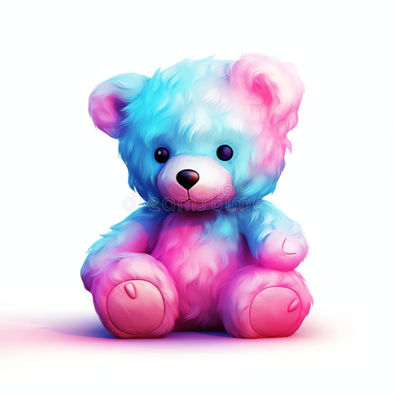 Neon Pink and Blue Teddy Bear Illustration for Nursery Stock ...