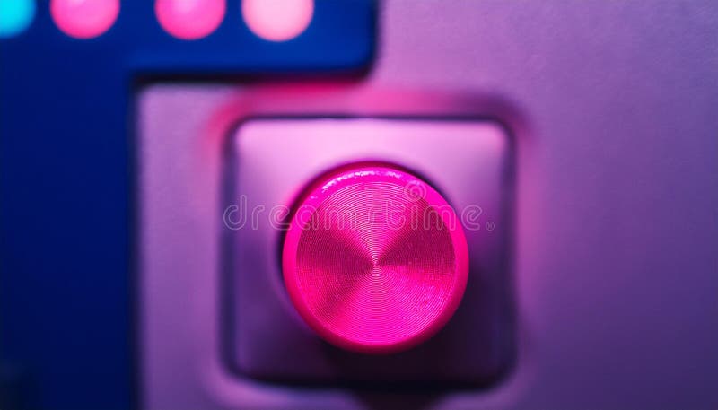 Neon Pink Button on Control Panel. Modern Equipment Stock Illustration ...